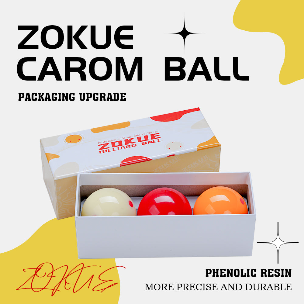 ZOKUE Carom Ball Set Carom Billiard Balls (61.5 mm) Complete 3 Ball Se ...
