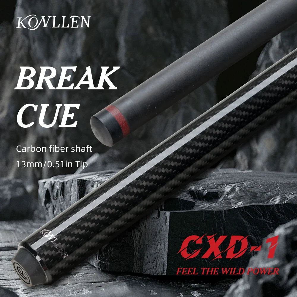 KONLLEN Break cue Pool cue Stick 13mm Tip Carbon Fiber Shaft Punch Cue ...
