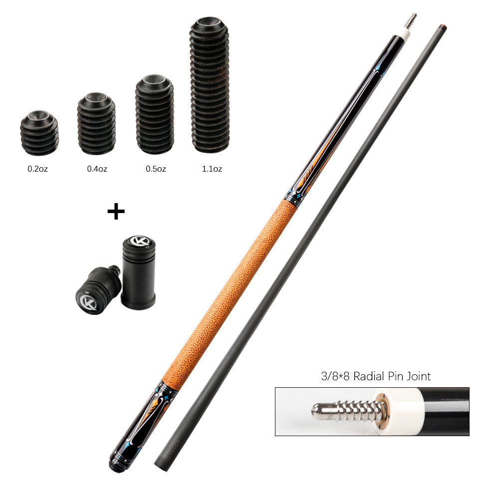KONLLEN Billiard Carbon Fiber Pool Cue 12.5mm Tip 3*8/8 Joint Pin Prof ...