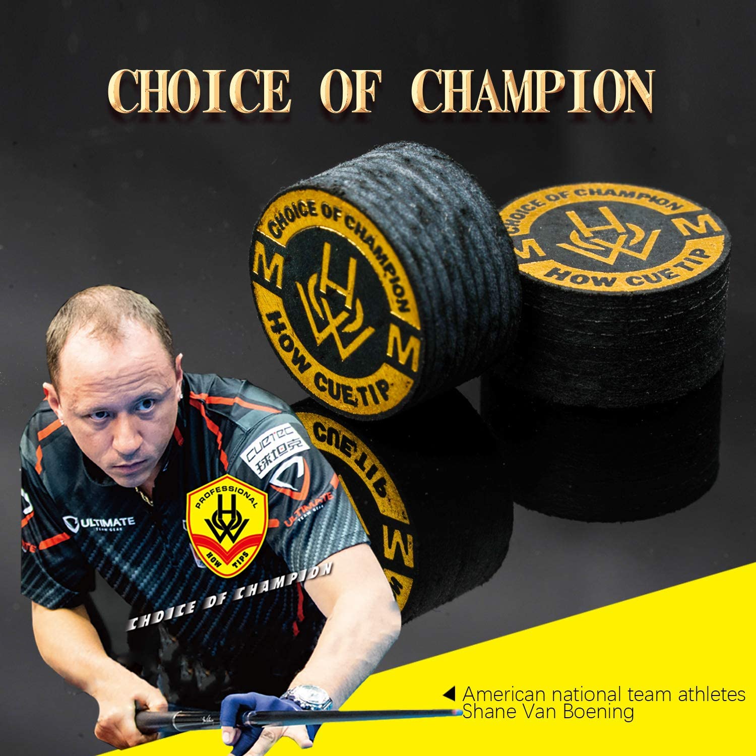 How Pool Cue Billiiard 14mm Tips 8 Layers of Skin Cue Stick Tip Profes ...