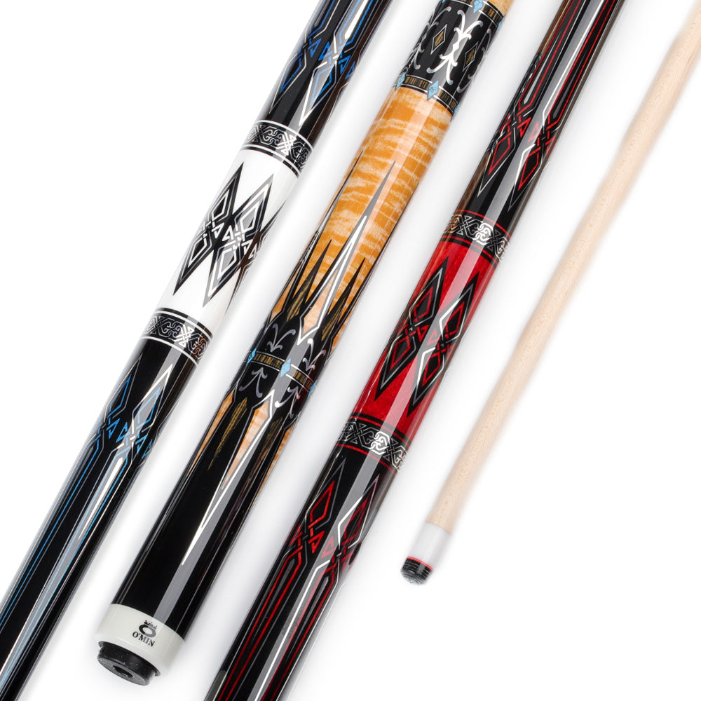OMIN XF-A1-3 Pool Cue 12.8mm Tip Maple Shaft with Carbon Tube 55cm wit ...