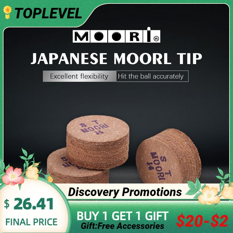 Original Moori Pool Cue Tip Black 8 Multi-layer GINA Standard Tip 1 Pc ...